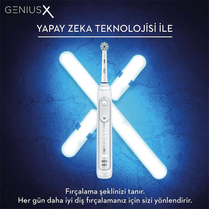 Oral-B Genius X Yapay Zeka Destekli Şarj Edilebilir Diş Fırçası Beyaz ...